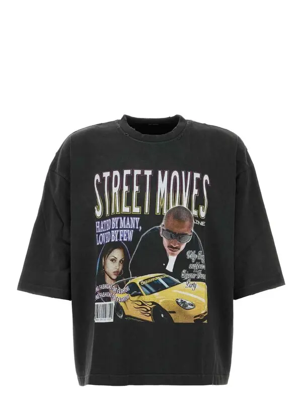 WILLY CHAVARRIA Street Moves Oversize Cotton T-shirt - Black