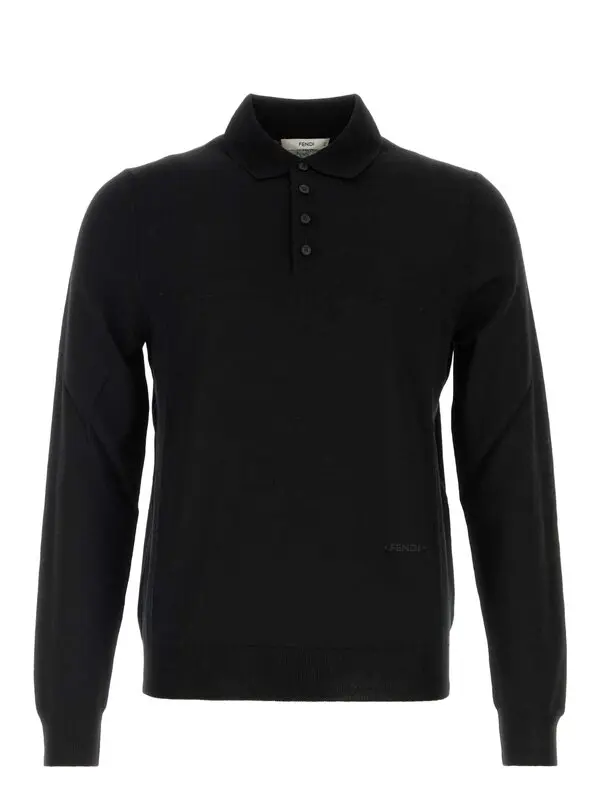 Fendi S Basic Fine Merino Polo Shirt - Nero