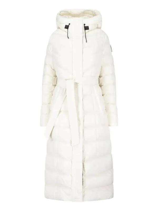 Mackage Long Hooded Puffer Coat With Belt - Cream