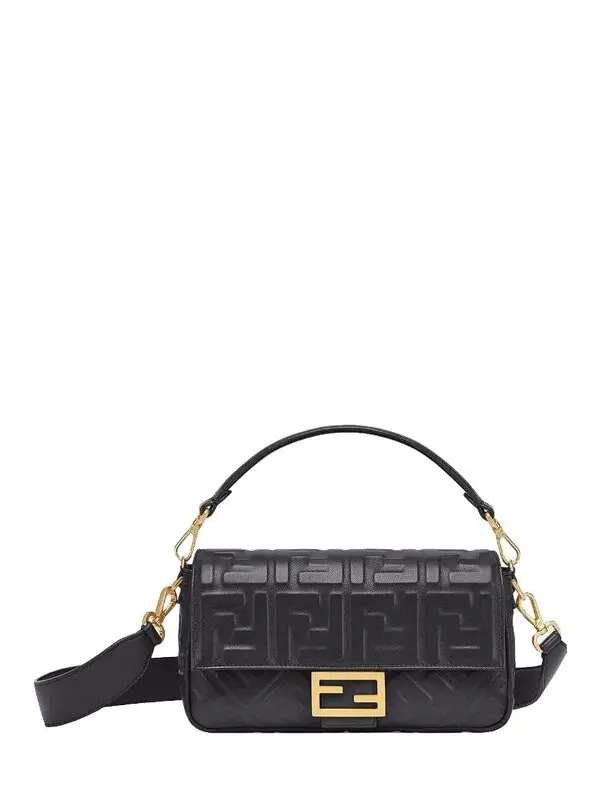 Fendi Nappa Leather Bag With Ff Motif - Black