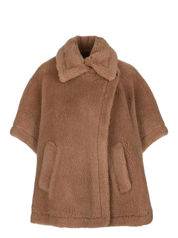 Max Mara Teddy-fabric Oversized-collar Cape - Brown