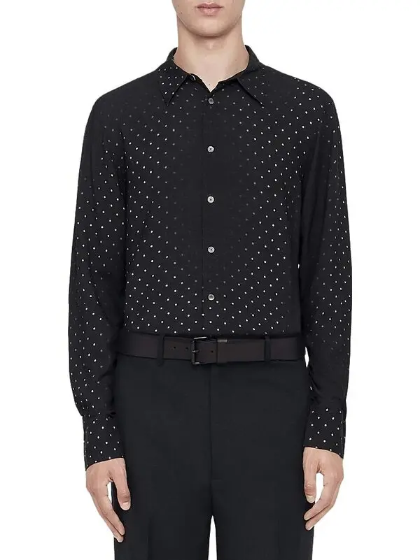 ALLSAINTS Polka Dot Fade Point Collar Shirt - Black