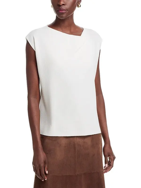 SIONI Drape Neck Cap Sleeve Sweater - Eggshell