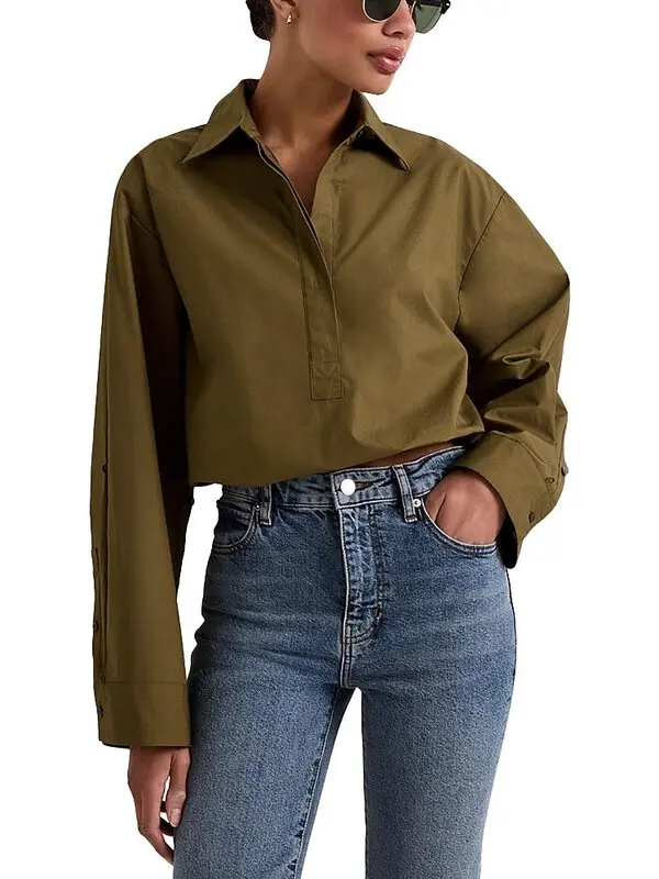 MARIE OLIVER Dallas Cotton Cropped Top - Juniper Green