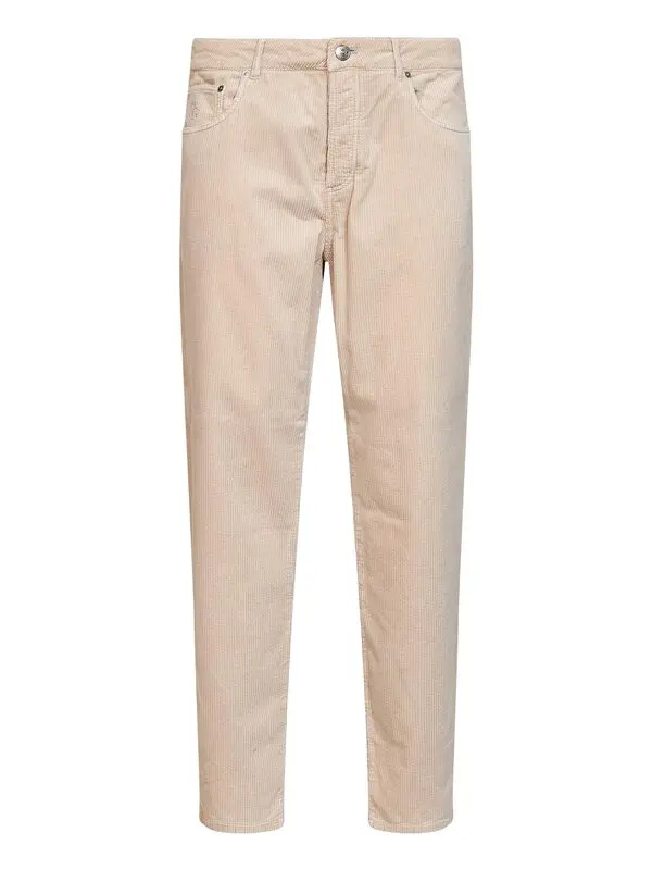 Brunello Cucinelli Sand Garment-dyed Cotton Corduroy Trousers - Multicolor