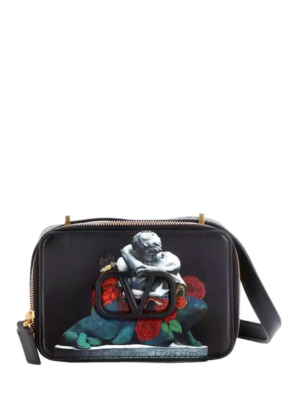 Valentino Garavani Vsling Camera Bag Printed Leather Medium Crossbody Bag - Black