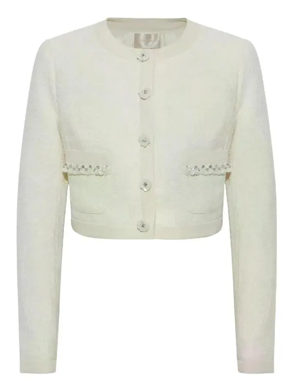 LoveShackFancy Alphie Cropped Tweed Blazer - Neutrals