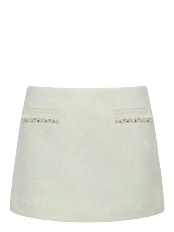 LoveShackFancy Rhonna Tweed Mini Skirt - Neutrals