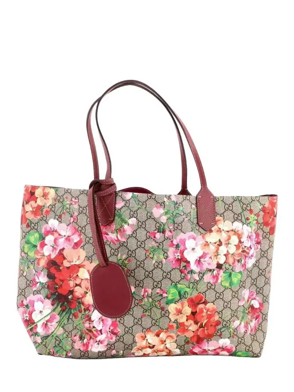 Gucci Reversible Blooms Gg Print Leather Medium Tote Bag - Brown
