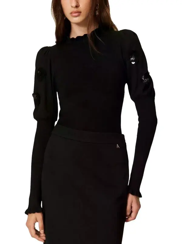 TWINSET Jumper With Sequin Embroidery - Black