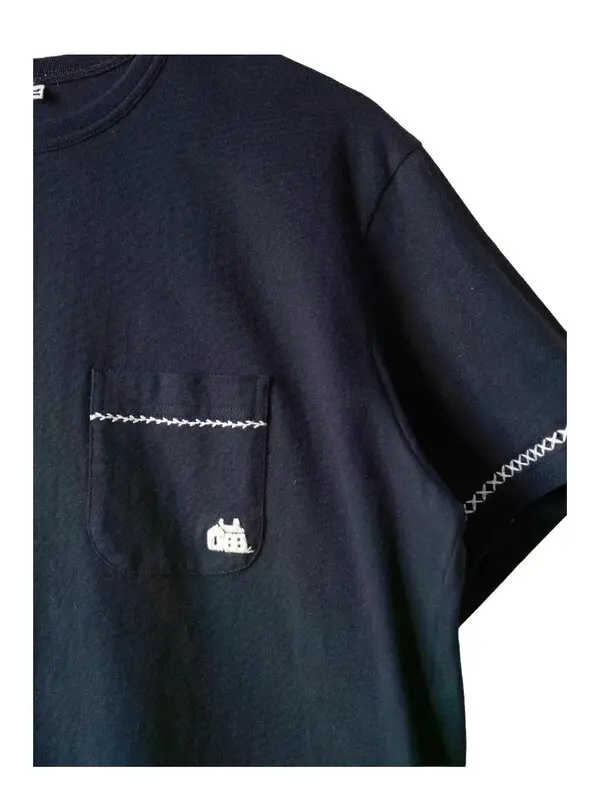 KHOKI Hand-embroidered Pocket T-shirt - Black