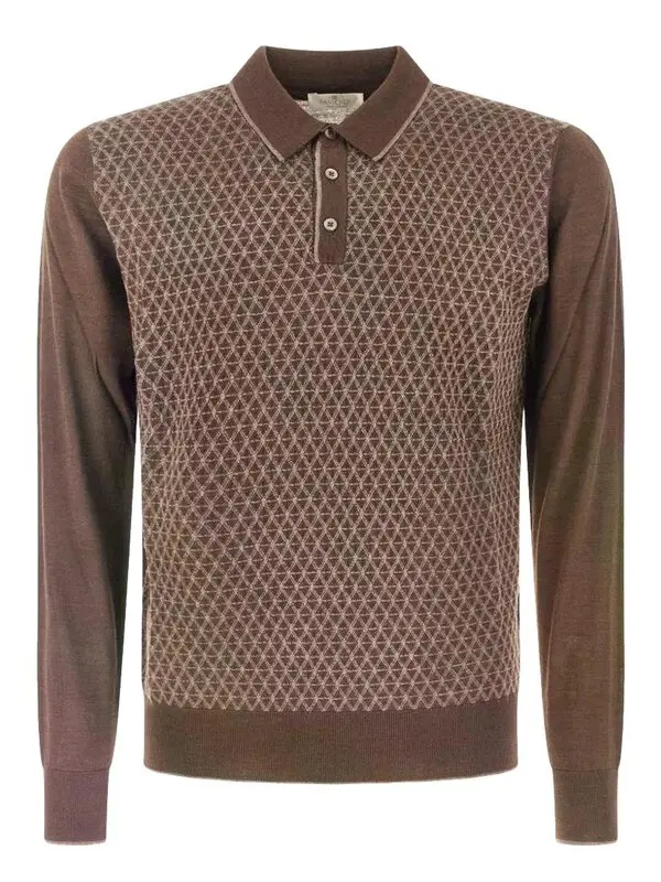 PANICALE Geometric-pattern Polo Shirt - Brown