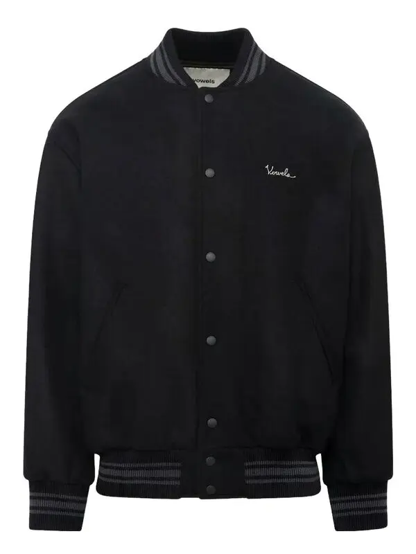 VOWELS Logo-embroidered Wool Varsity Jacket - Black