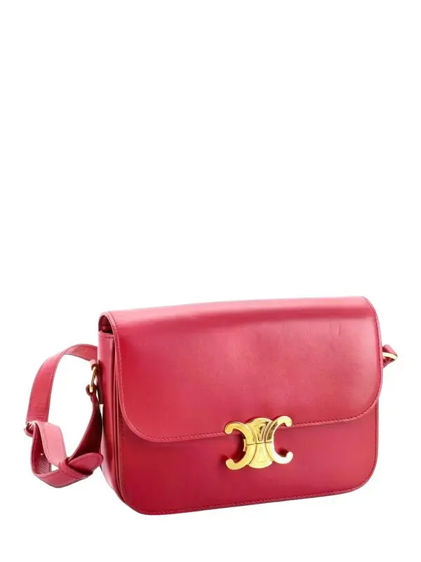 Celine Triomphe Shoulder Bag Smooth Calfskin Medium Crossbody Bag - Pink