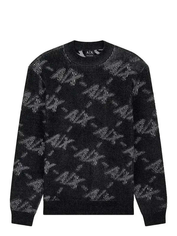 Armani Exchange Logo-jacquard Crew-neck Sweater - Black