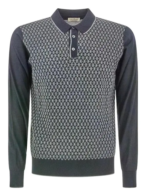PANICALE Geometric-patterned Polo Shirt - Blue