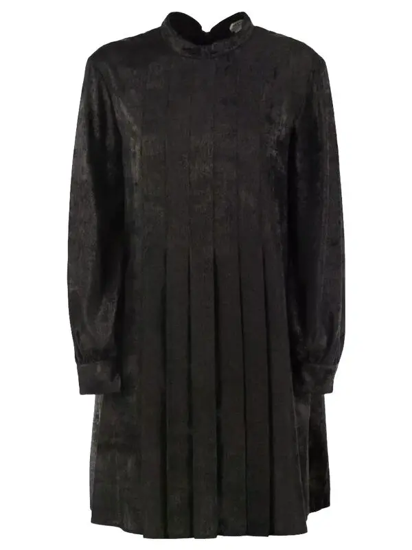 Max Mara Pleated Satin-effect Mini Dress - Black