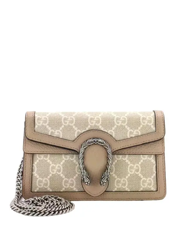 Gucci Dionysus Bag Gg Coated Canvas With Leather Super Mini Crossbody Bag - Neutrals