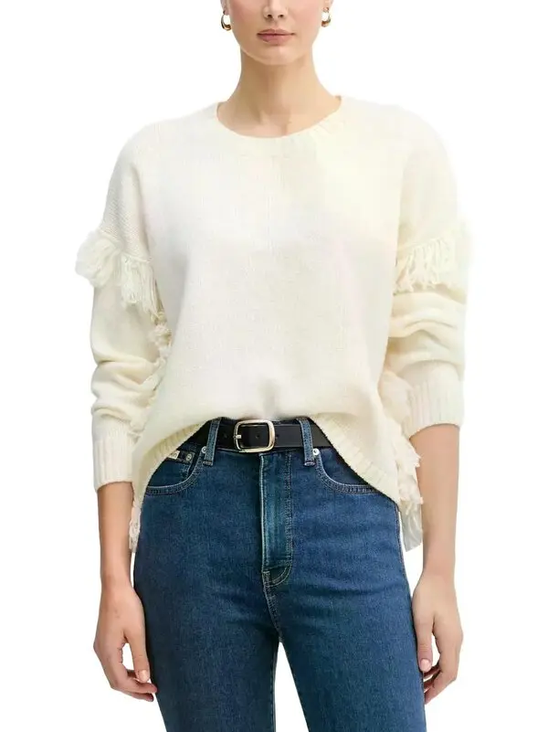 BENETTON Fringed Sweater - Neutrals