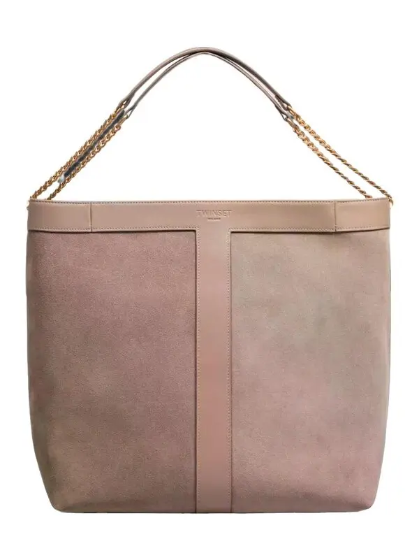TWINSET Suede-panelled Shoulder Bag - Neutrals