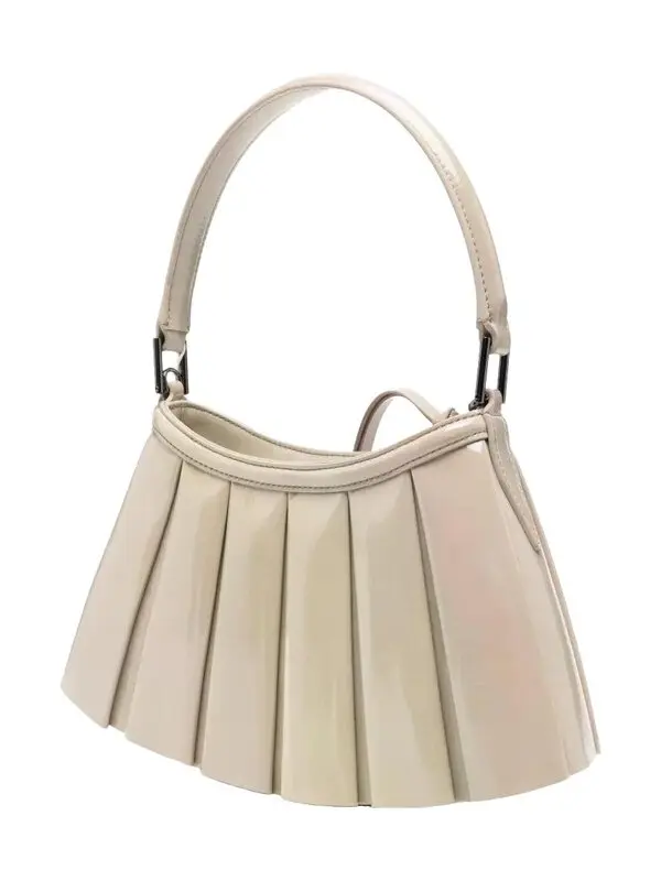 Lacoste S Lenglen Pleated Patent-finish Clutch Bag - Neutrals