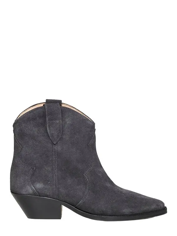 Isabel Marant Étoile Washed Black Suede Dewina Western Ankle Boots - Multicolor