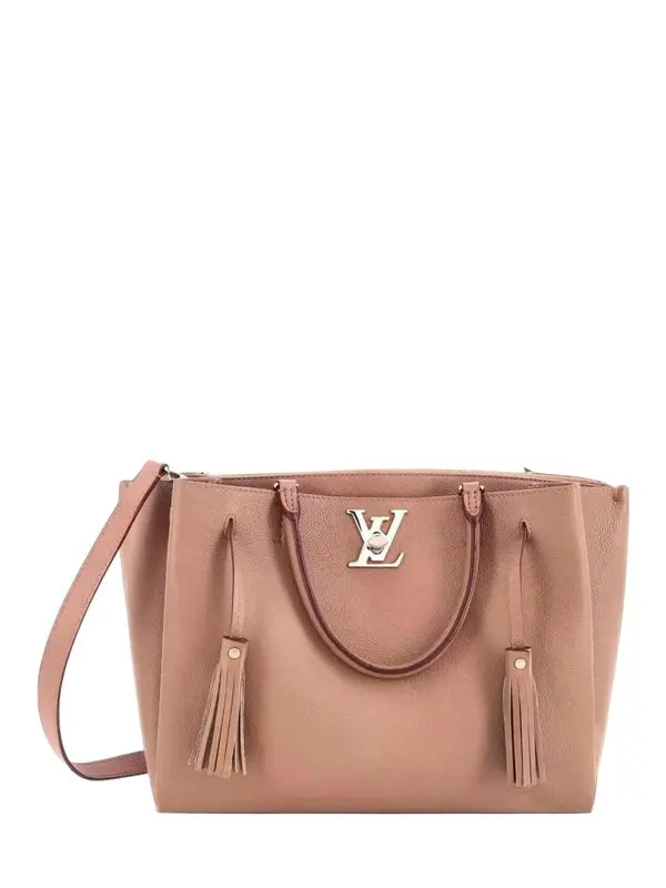 LOUIS VUITTON Lockmeto Handbag Leather Satchel - Neutrals