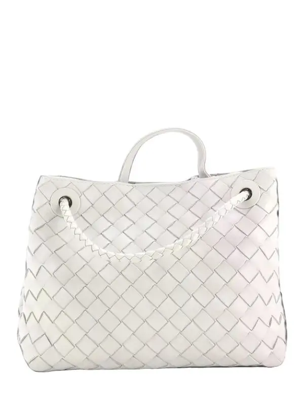 Bottega Veneta Andiamo Top Handle Bag Intrecciato Nappa Small Satchel - Grey