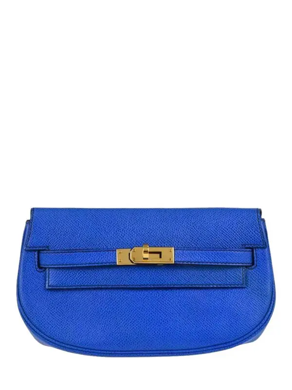 Hermès Kelly Courchevel Leather Clutch Bag - Blue