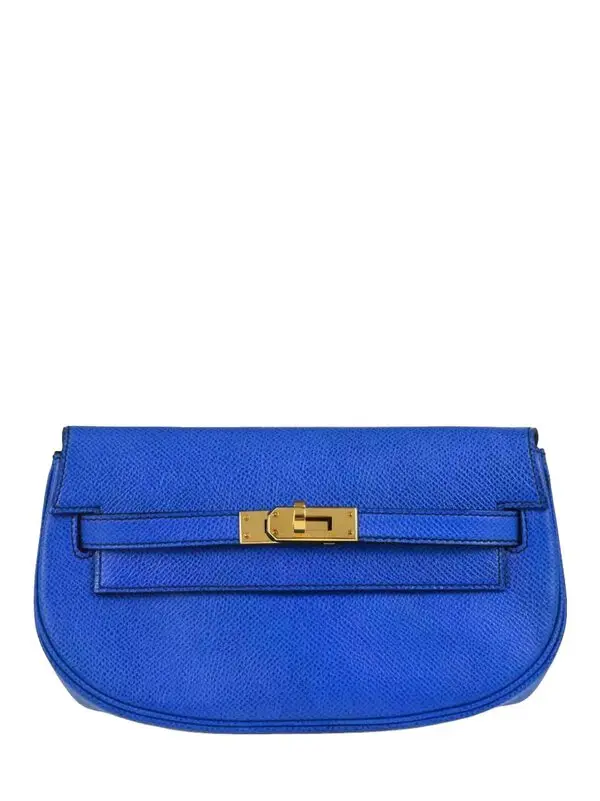 Hermès Kelly Courchevel Leather Clutch Bag - Blue