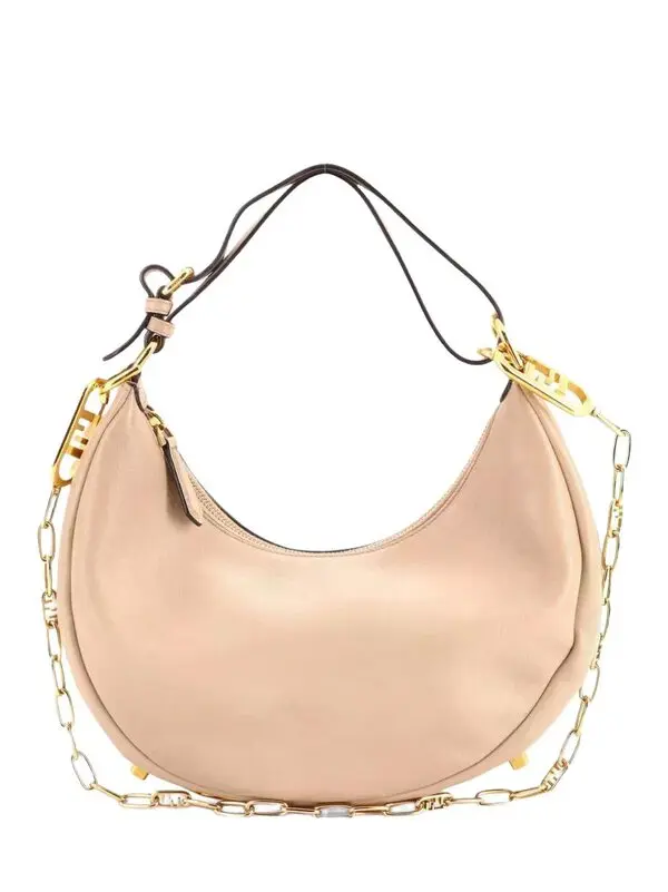 Fendi Fendigraphy Bag Leather Small Hobo Bag - Neutrals