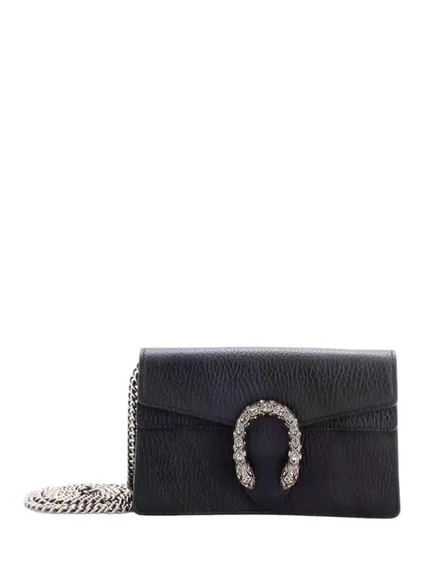 Gucci Dionysus Bag Leather Super Mini Clutch Bag - Black