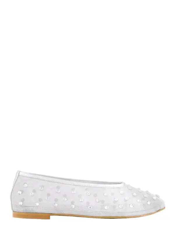 TORAL SHOES Crystal-embellished Mesh Ballet Flats - Silver