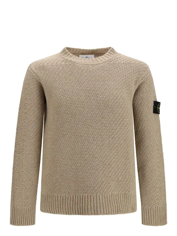 Stone Island Loose Crewneck Sweater With Ribbed Tris - One-color