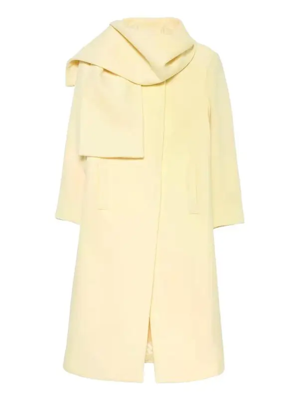 MSGM Scarf-detail Single-breasted Coat - Yellow