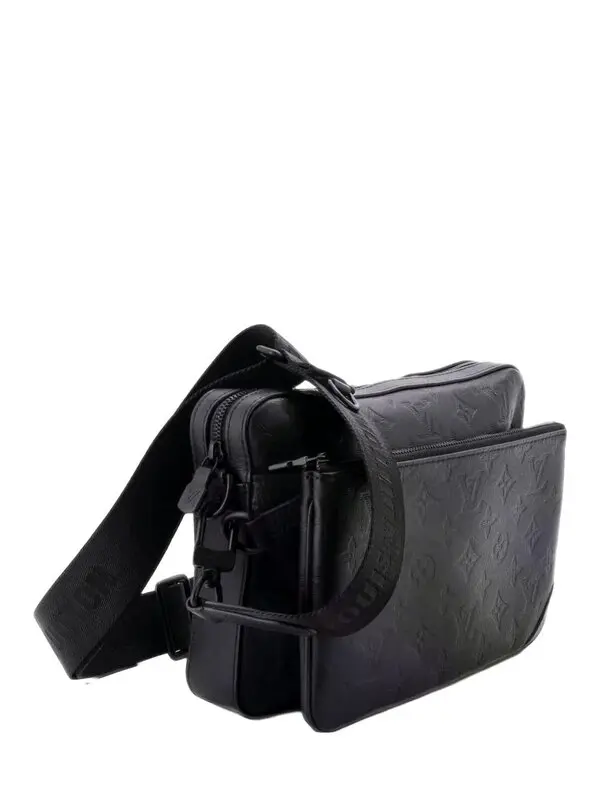 LOUIS VUITTON Trio Messenger Bag Monogram Shadow Leather Crossbody Bag - Black