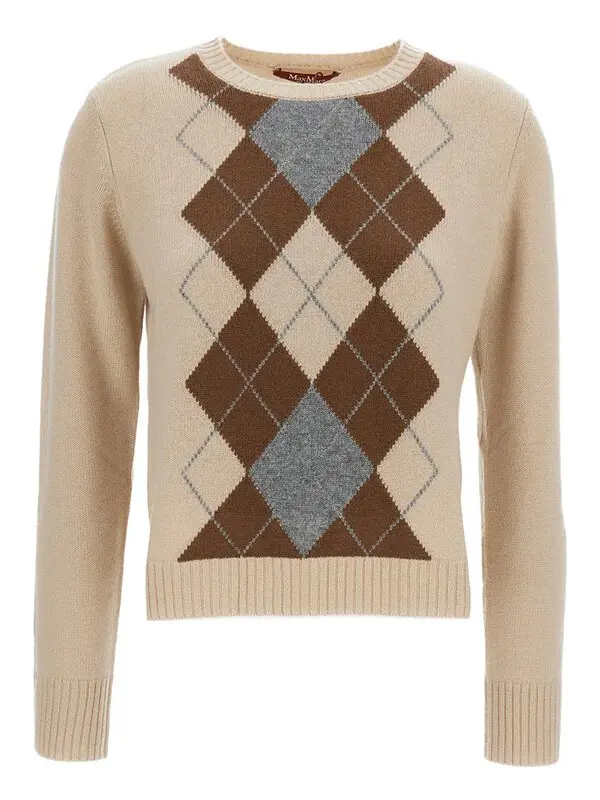 Max Mara Maglia In Lana E Cashmere Con Motivo Argyle - Multicolore