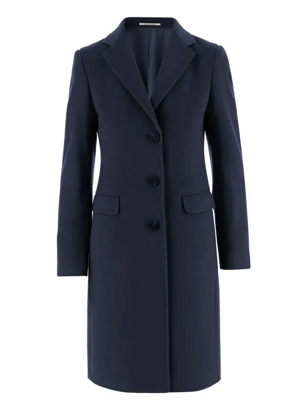 Tagliatore Single Breasted Cashmere Coat - Navy