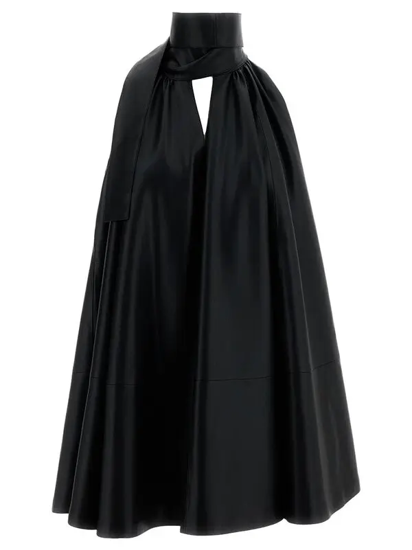 7 For All Mankind Abito Frill In Simil-pelle - Nero