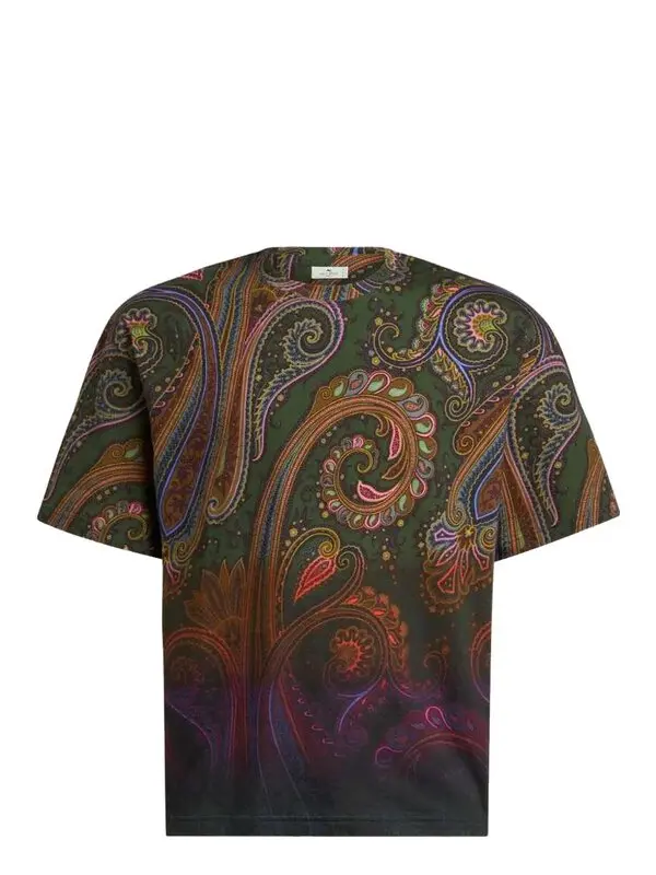 Etro Cotton Jersey T-shirt With A Shaded Paisley Pattern - Multi