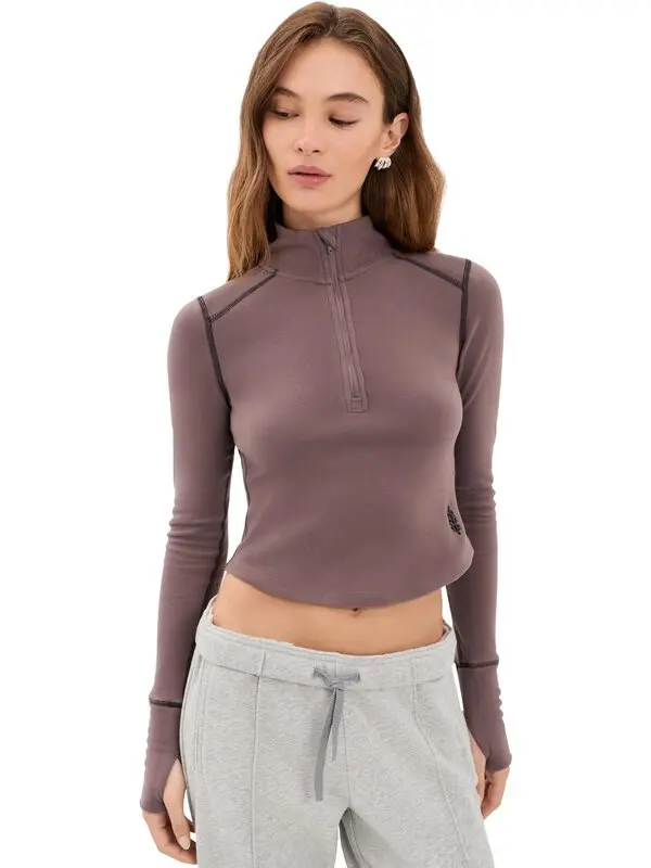 Free People Retro Rider Quarter Zip - Eclipse