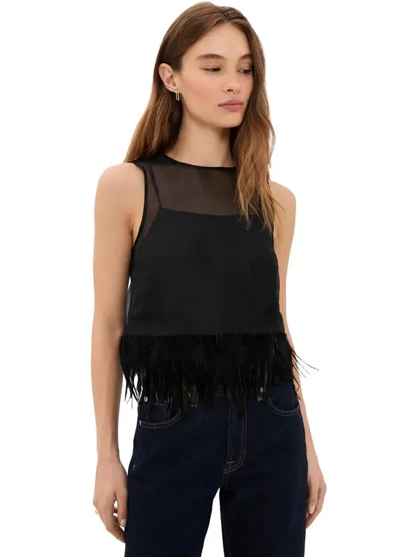 Staud Avi Silk Top - Black