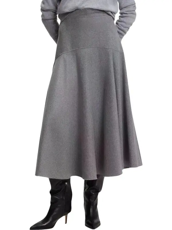BOSS A-line Skirt In Melange Flannel - Grey