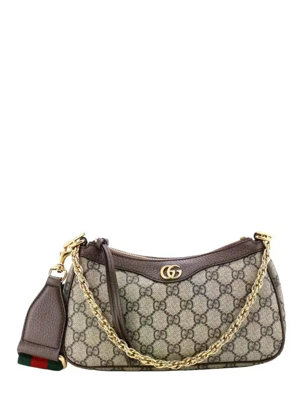 Gucci Ophidia Charm Shoulder Bag Gg Coated Canvas Small Crossbody Bag - Brown