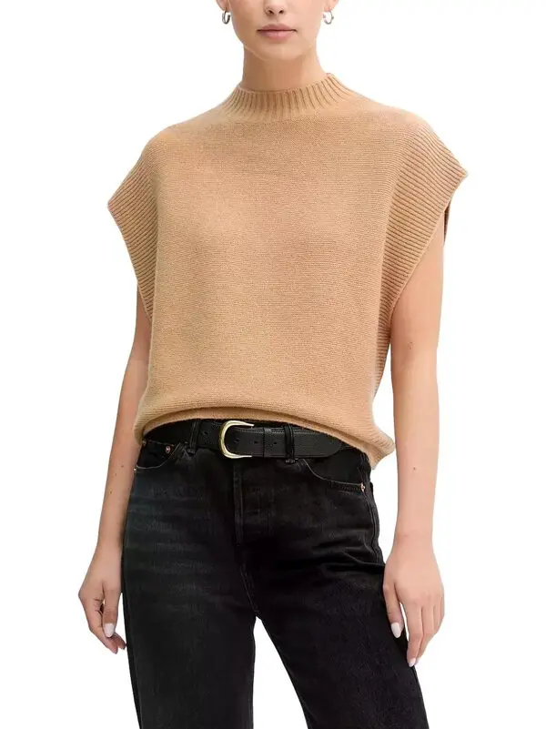 BENETTON Ribbed Sleeveless Knitted Top - Neutrals