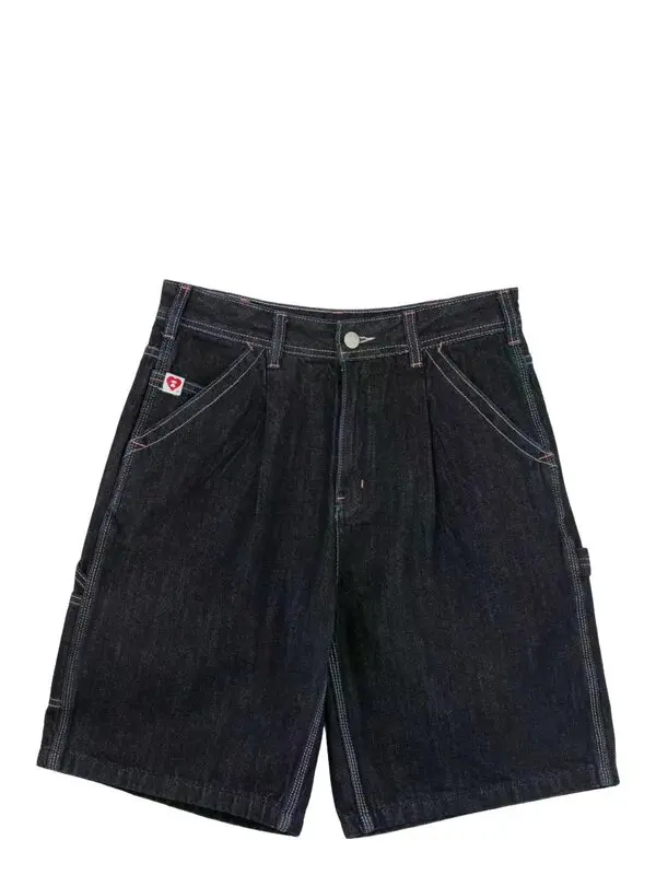 AAPE BY *A BATHING APE Pleated Contrast-stitch Denim Shorts - Blue