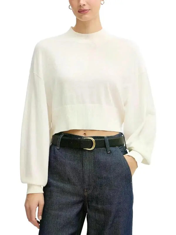 BENETTON Mock-neck Cropped Sweater - Neutrals