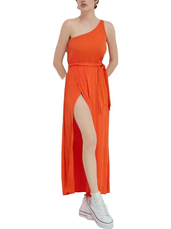 BILLABONG Too Funky One-shoulder Split Maxi Dress - Orange