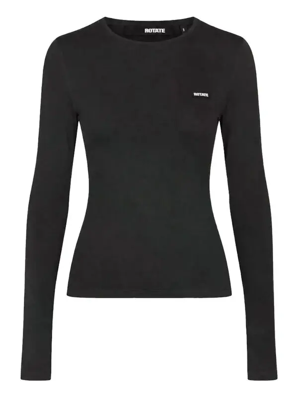 ROTATE BY BIRGER CHRISTENSEN Logo-patch Long-sleeve T-shirt - Black
