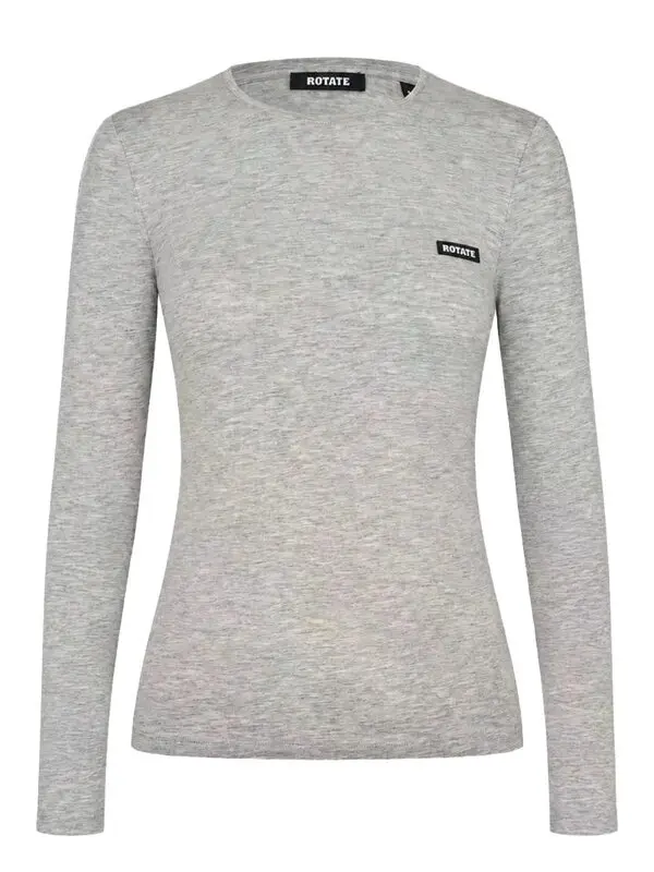 ROTATE BY BIRGER CHRISTENSEN Logo-patch Long-sleeve T-shirt - Grey